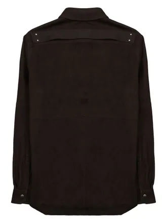 Rick Owens Lamb Leather Overshirt Jacket - Brown
