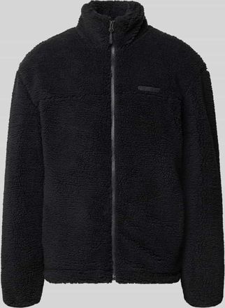 Review Fleecejacke mit Label-Detail und Rei&szlig;verschluss