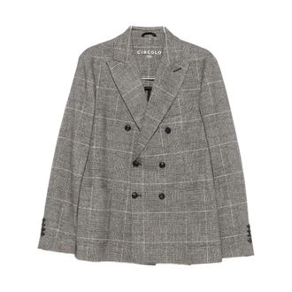 Circolo 1901 Homme, Vestes, Gris, Taille: M Blazer Croisé à Carreaux