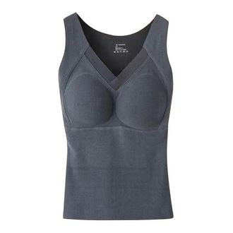 Generic Soutien-gorge thermique pour femme - Haut doubl&eacute; en polaire avec soutien-gorge rembourr&eacute; - D&eacute;bardeur chaud avec anneau, gris, XXL