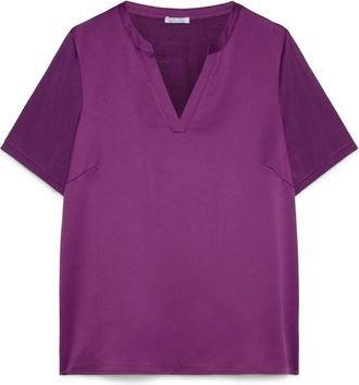 Fiorella Rubino Femme, Blouses et Chemises, Violet, Taille: 36 FR T-shirt bi-mati&egrave;re en m&eacute;lange de viscose