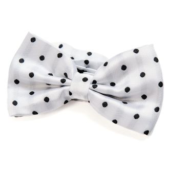 DonDon Edle gepunktete wei&szlig;e Fliege bzw. Schleife mit Haken - bereits gebunden und verstellbar