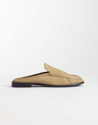 Asos Mystique - Hochwertige Loafer-Mules aus Wildleder in Sand-Neutral