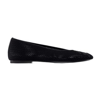 Burberry Womens Leather Knit Ballerina Black
