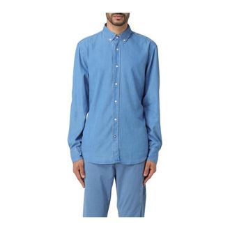 HUGO BOSS Homme, Chemises, Bleu, Taille: XS Chemise Casual en Denim Bleu Marine &agrave; Manches Longues