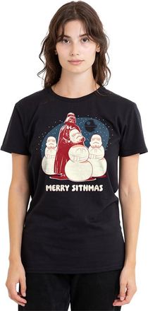 Star Wars Damen T-Shirt Darth Vader Merry Sithmas Christmas, Schwarz, Schwarz, S