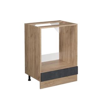 Vicco Meuble pour Four R-Line, B&eacute;ton Noir/Ch&ecirc;ne de Force dor&eacute;, 60 cm sans Plan de Travail