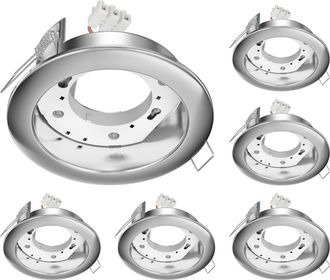LEDs Com 6 Stück Deckeneinbauleuchte ZOBE II, edelstahl matt, rund, 107mm Ø, 1x GX53 max. 25W
