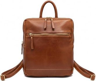 Zerimar | Sac &agrave; dos en cuir v&eacute;ritable pour femme, style d&eacute;contract&eacute; | Sac &agrave; dos en cuir naturel pour femme avec plusieurs compartiments | Id&eacute;al au quotidien|C