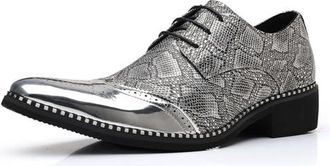 Generic Chaussures Oxford Brogue pour Hommes en Cuir m&eacute;tallis&eacute; avec imprim&eacute; Serpent Brillant | Chaussures &agrave; Bouts ail&eacute;s en Cuir PU m&eacute;tallis&eacute; pour f&ecirc;tes, Maria