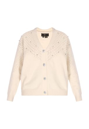 Faina Strickjacke Damen Wollwei&szlig;