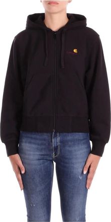 Carhartt Work in Progress Femme, Sweatshirts et sweats à capuche, Noir, Taille: 40 FR Sweat à Capuche Noir Logo Fermeture Éclair Poches