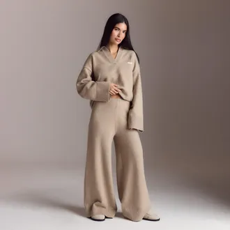 Lounge Pantalon &agrave; Ourlet en Maille - Vison - S / Regular