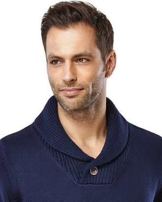 Vincenzo Boretti V-Ausschnitt-Pullover tailliert Schalkragen