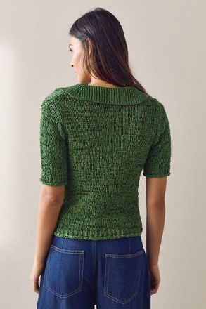 Next Polokragenpullover Kurzarm-Polooberteil mit Muster (1-tlg)