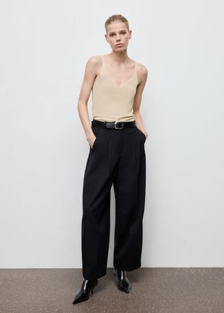 Mango Stricktop aus Lurex mit V-Ausschnitt gold - Damen - XXL - MANGO