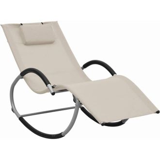 vidaXL Sonnenliege mit Kissen Creme Textilene Vidaxl
