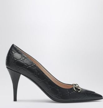 Gucci Black GG leather pumps with Horsebit