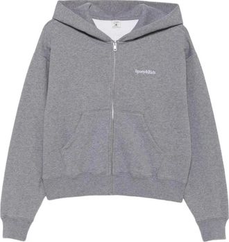 Sporty & Rich Logo-Stickerei Rei&szlig;verschluss-Hoodie - - Sweatshirts & Hoodies - Damen - Grau - M