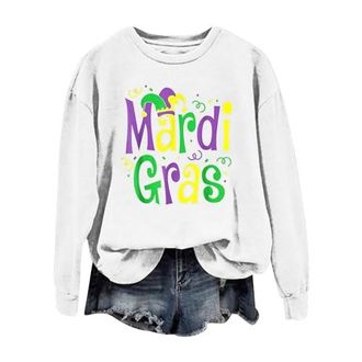 Generic Mon panier avec lettres imprim&eacute;es et col rond Sweat-shirt de No&euml;l pour femme, Blanc., XXL
