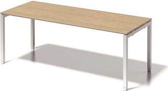 Bisley Cito Schreibtisch, 650-850 mm höheneinstellbares U-Gestell, Metall, Mp396 Dekor Ahorn, Gestell Verkehrsweiß, 80 x 200 x 85 cm