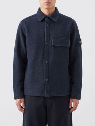 Stone Island Hemdjacke aus Wollmischung von mit aufgesetzten Taschen und &uuml;berschnittenen Schultern