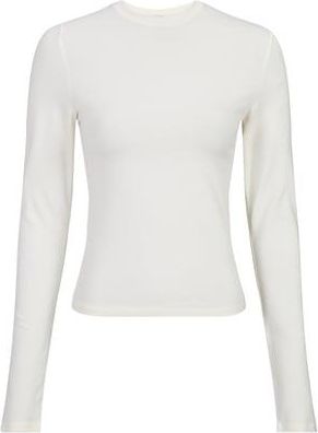 SKIMS T-shirt manches longues &agrave; col rond en coton m&eacute;lang&eacute;