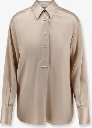 Brunello Cucinelli Silk shirt with Monili detail - BRUNELLO CUCINELLI - gender_Woman