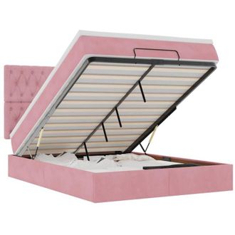 vidaXL Ottoman-Bett mit Matratzen & LEDs Rosa 140x190 cm Samt Vidaxl
