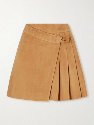 Loewe Mini-jupe Portefeuille En Daim &Agrave; Plis - Marron