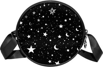 Generic Petit sac &agrave; bandouli&egrave;re rond pour femme, sac &agrave; bandouli&egrave;re esth&eacute;tique avec fermeture &eacute;clair, bretelles r&eacute;glables, sac &agrave; main rond d&eacute;contract&eacute; pour fem