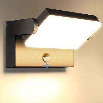 Generic Applique murale LED 60 W d&eacute;tecteur mouvement IP65 noir 3000 K