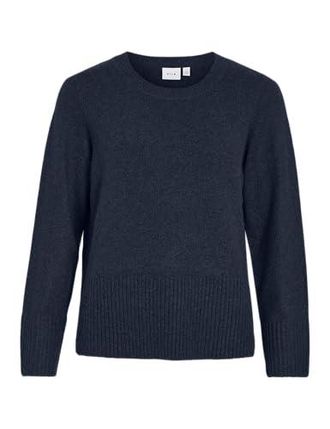 Vila Vila O-Neck Knit Top/Tes Viprimia L/S Haut en Tricot &agrave; col Rond, Blazer Bleu Marine, M Femme