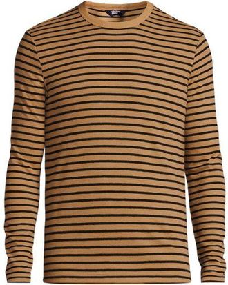Lands End Langarm-Streifenshirt mit Struktur, Herren, Größe:48-50 regular, Braun, Viskose/Polyester-Mischung, by Lands End