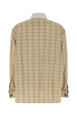 Bottega Veneta Womens Embroidered Wool Shirt Giallobianco Exterior: Camicie