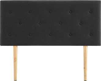 IDIMEX Kopfteil Garek mit Holzbeinen 120 cm Schwarz - Bettkopfteil mit Hochwertigem Stoff, Headboard mit Zierknöpfen, Bettrückwand Elegante Optik für Einzelb
