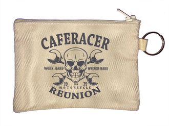 Generic Caferacer Reunion Skull Graphic 1979 Schlüsselanhänger Münzbörse Beige