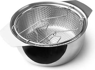 Ibili Friteuse avec panier et couvercle Induktion, 20 cm, acier inoxydable, convient pour induction, Argent&eacute;