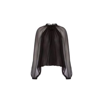 Alberta Ferretti Femme, Blouses et Chemises, Noir, Taille: 36 FR Blouse en mousseline de soie &agrave; manches longues