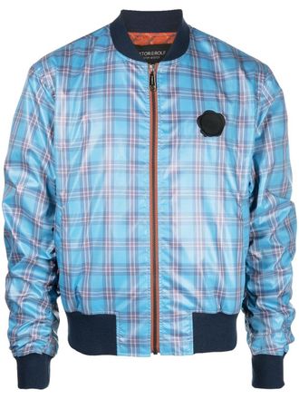 Viktor & Rolf veste bomber &agrave; motif tartan - Bleu