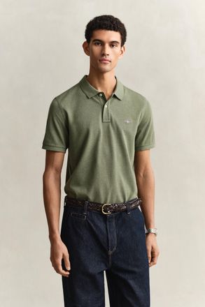 GANT Herren Regular Fit Shield Piqu&eacute; Poloshirt (XXXL) DARK CACTUS MELANGE