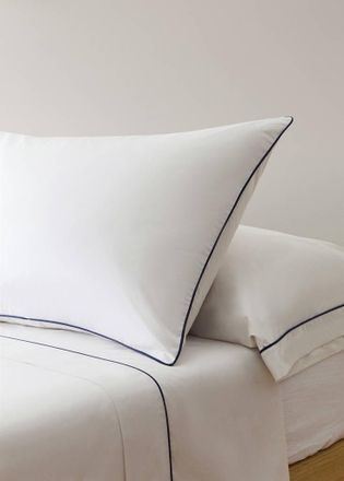 Mango Taie doreiller percale de coton r&eacute;versible liser&eacute; en contraste 50x75 cm bleu ciel - Home - 50x75cm - MANGO HOME