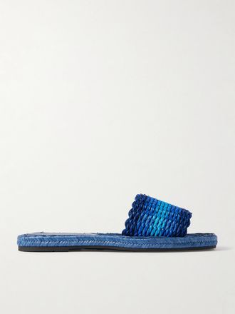 Aquazzura Playa Pantoletten Aus Kordel Mit Streifen - Blau
