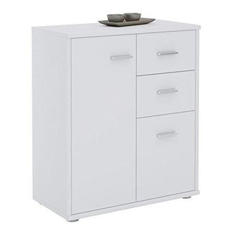 IDIMEX Buffet Salle à Manger Remy L 60 cm Blanc avec 2 Portes et 2 tiroirs, bahut Bas, Meuble de Rangement Style Moderne, Commode vaisselier 60 x 70 x 30 cm