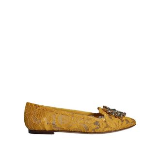 Dolce & Gabbana Kristallverzierte Ballettflats Senf - - Shoes - Damen - Gelb - 35 EU