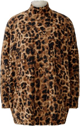 Oui Damen Pullover oversized geschnitten Animalprint