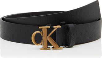 Calvin Klein Herren Monogram Buckle Fixed Belt 35Mm Lv04G7025G Gürtel, Black (Black/Antique Brass), 95 cm