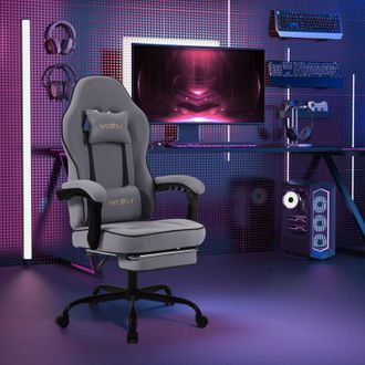 Woltu Gaming Stuhl Ergonomischer, Bürostuhl mit Taschenfederkissen, 150 kg Belastbarkeit, Drehstuhl mit Kopfkissen, Lendenkissen, Fußstütze, Netzstoff