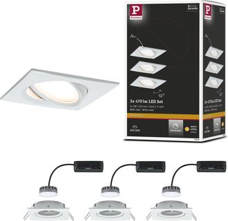 Paulmann 93878 Nova Plus LED Einbauleuchte inkl. Coin Basisset schwenkbar rund 84mm 50&deg; 3x6W 230V dimmbar 2700K Eisen geb&uuml;rstet Spot Einbaustrahler Einbauleuch