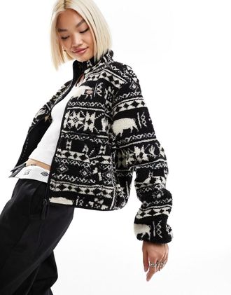 Dickies Hays - Fleece-Jacke in Schwarz mit Aztekenmuster